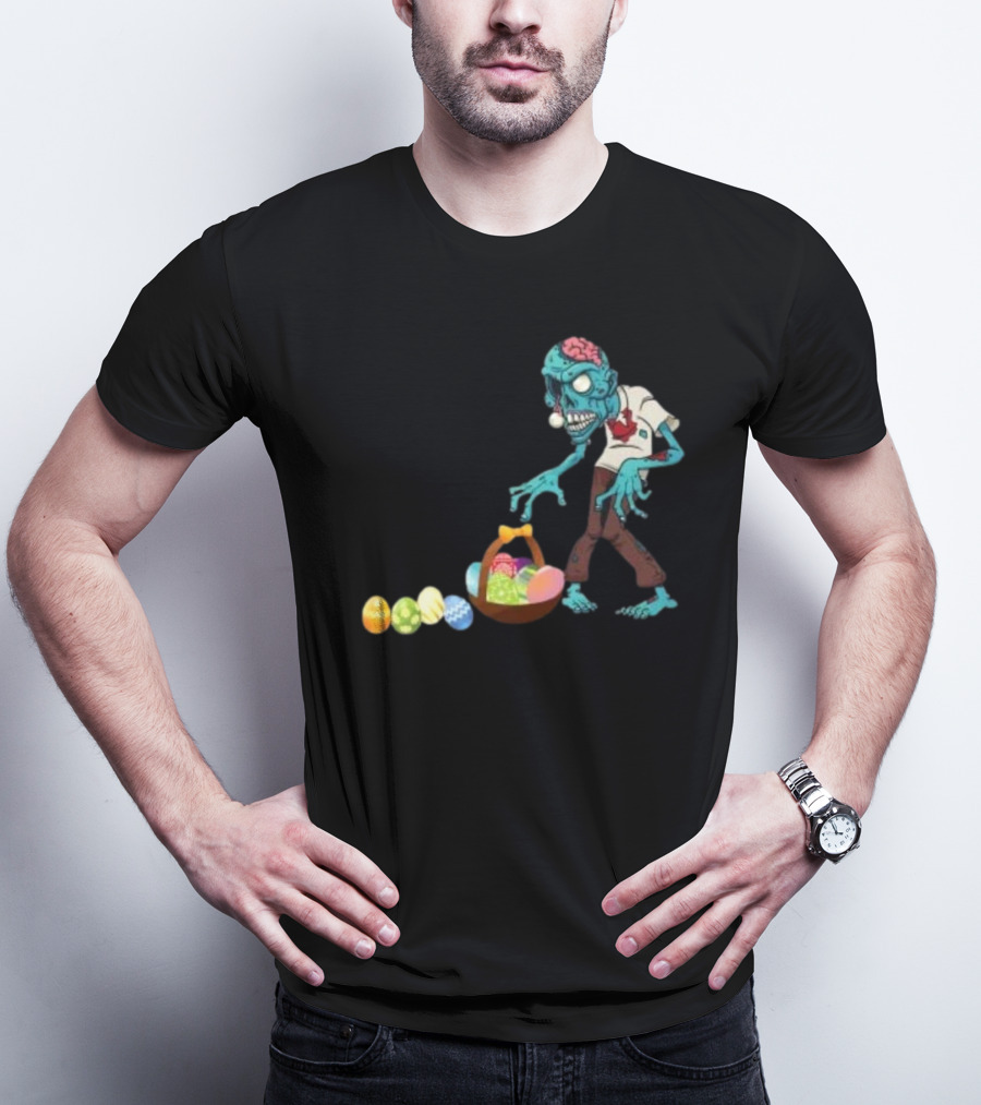 Zombie Collecting Happy Easter Eggs T-Shirt