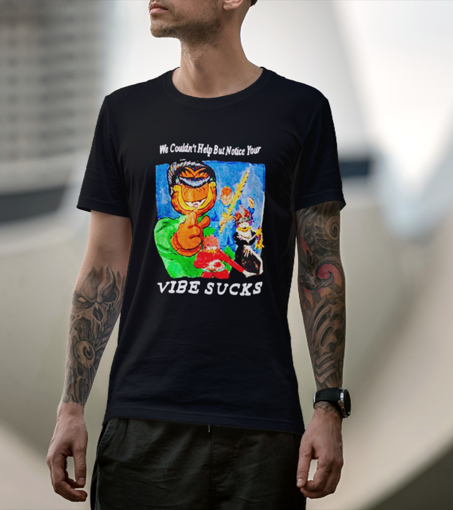 Garfield We Couldn't Help But Notice Your Vibe Sucks Retro Comic T-Shirt