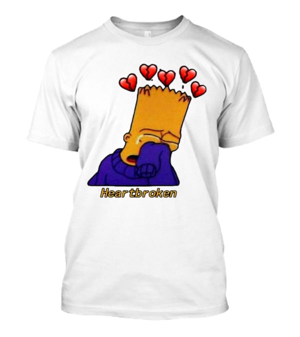 Bart Simpson Heartbroken Crying With Broken Hearts T-Shirt