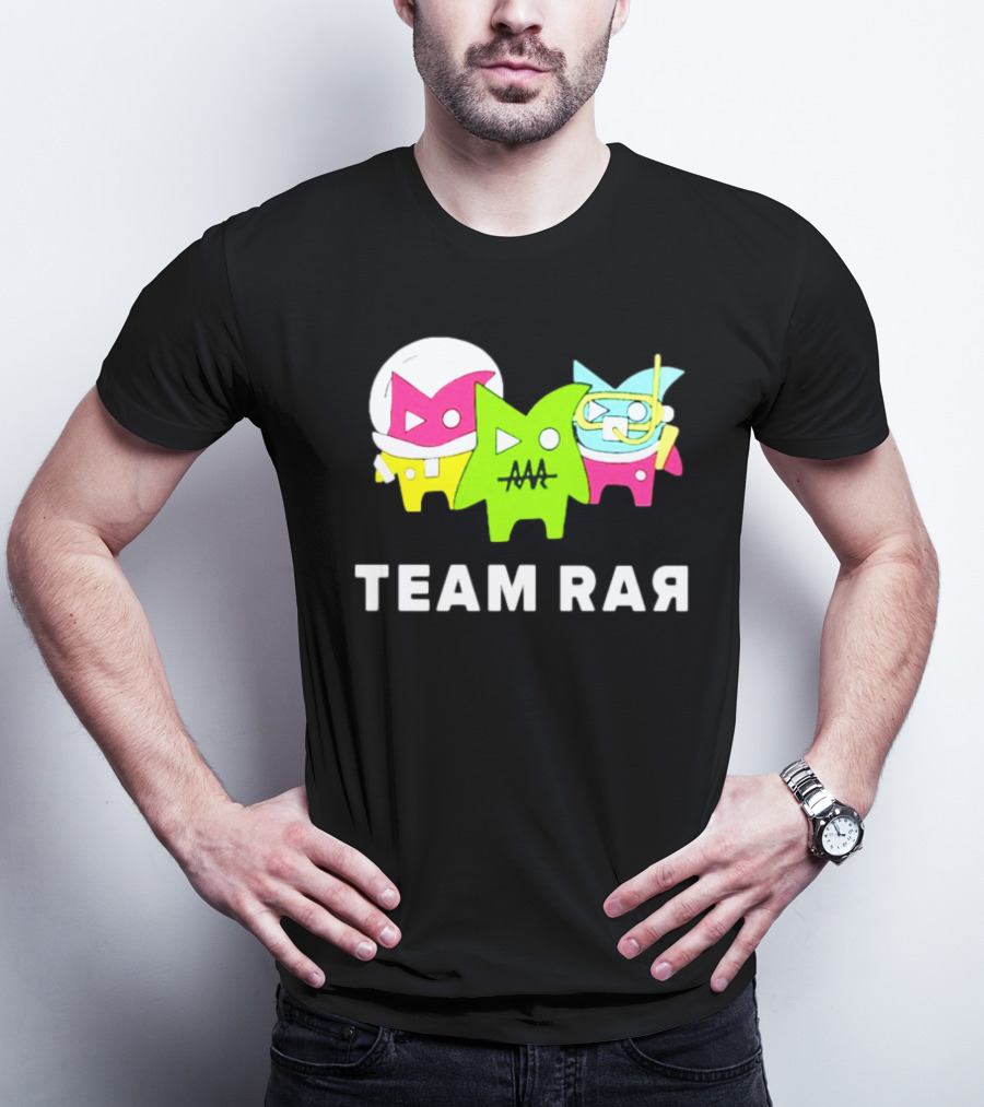 Team RAR Colorful Cartoon Graffiti Characters T-Shirt