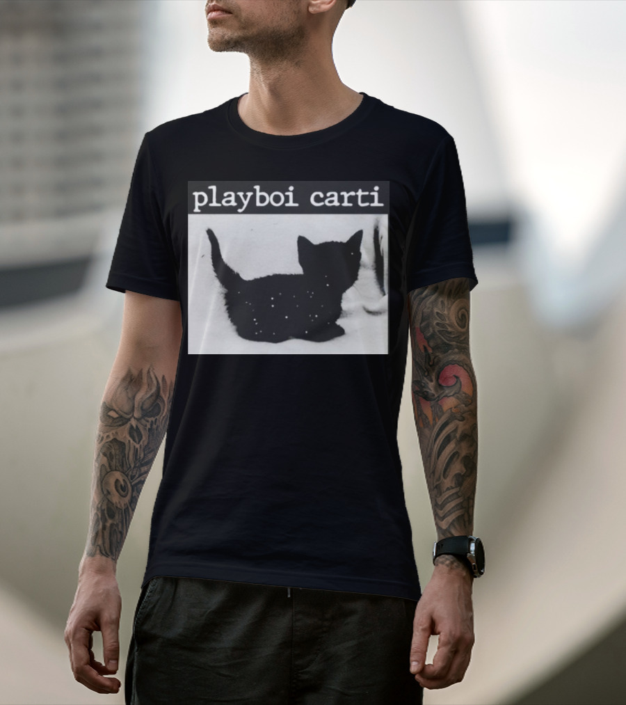 Playboi Carti Starry Black Cat Minimalist Aesthetic T-Shirt