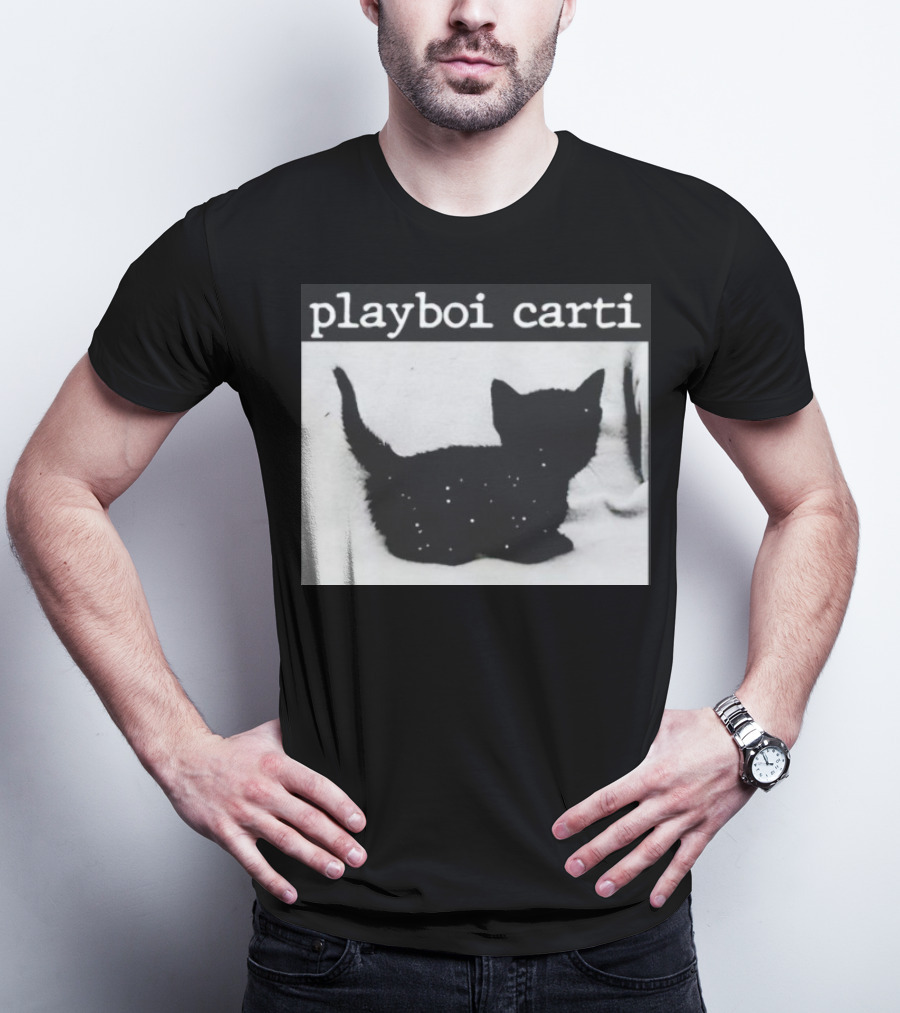Playboi Carti Starry Black Cat Minimalist Aesthetic T-Shirt