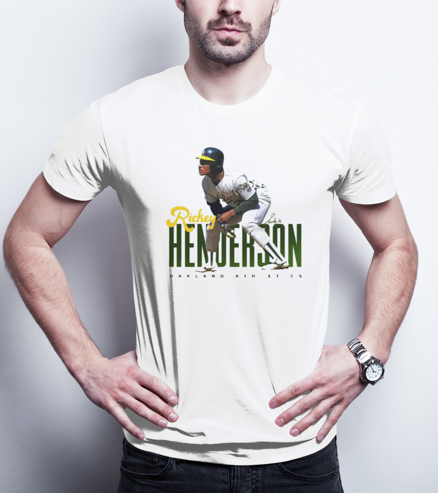 Rickey Henderson Oakland Athletics Vintage Signature T-Shirt