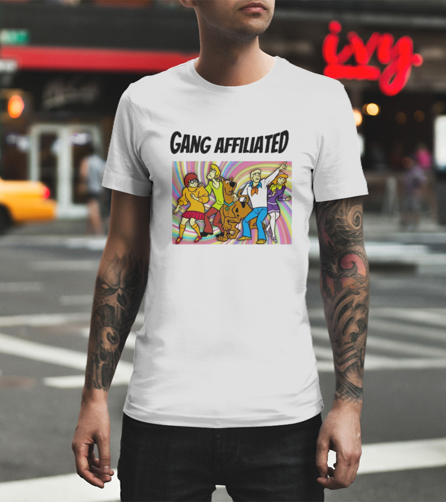 Gang Affiliated Scooby Doo Group Psychedelic Background T-Shirt