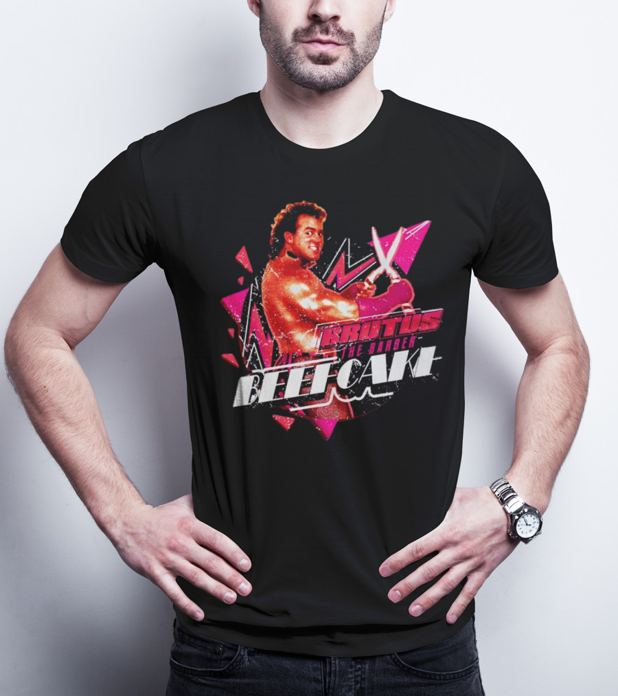 Brutus The Barber Beefcake Wrestling Icon Holding Scissors T-Shirt