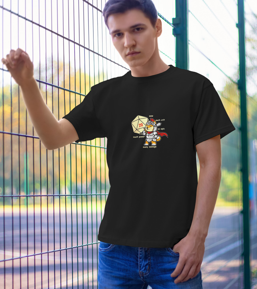 Doge Knight With D20 Much Power Many Damage Wow Such Crit So Epic T-Shirt