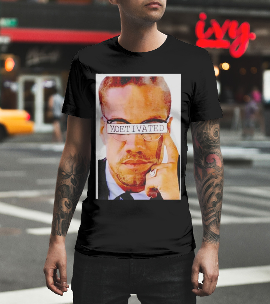 Malcolm X Moetivated Glasses Motif T-Shirt
