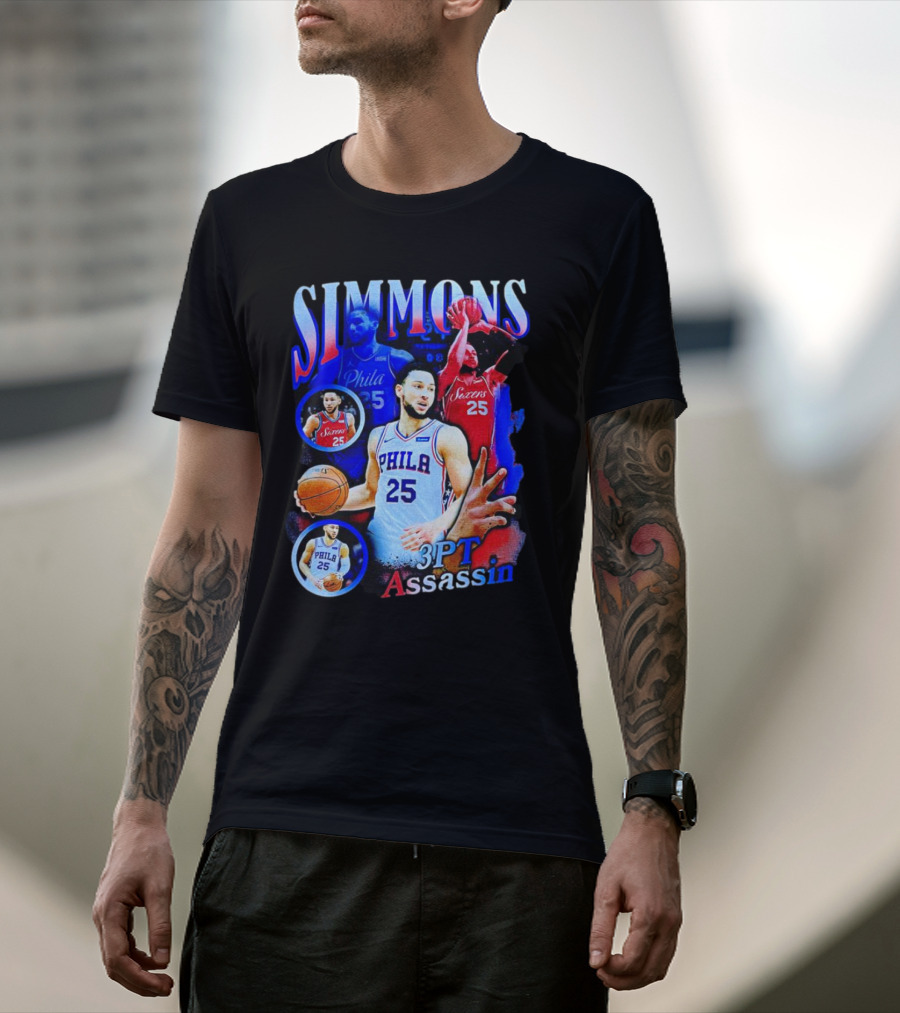 Simmons 3 Pt Assassin Philadelphia 25 Basketball Player T-Shirt