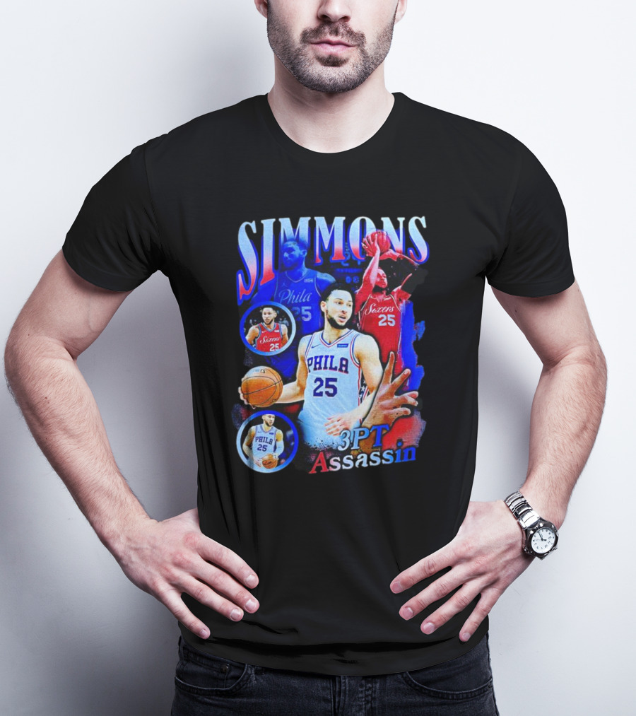 Simmons 3 Pt Assassin Philadelphia 25 Basketball Player T-Shirt