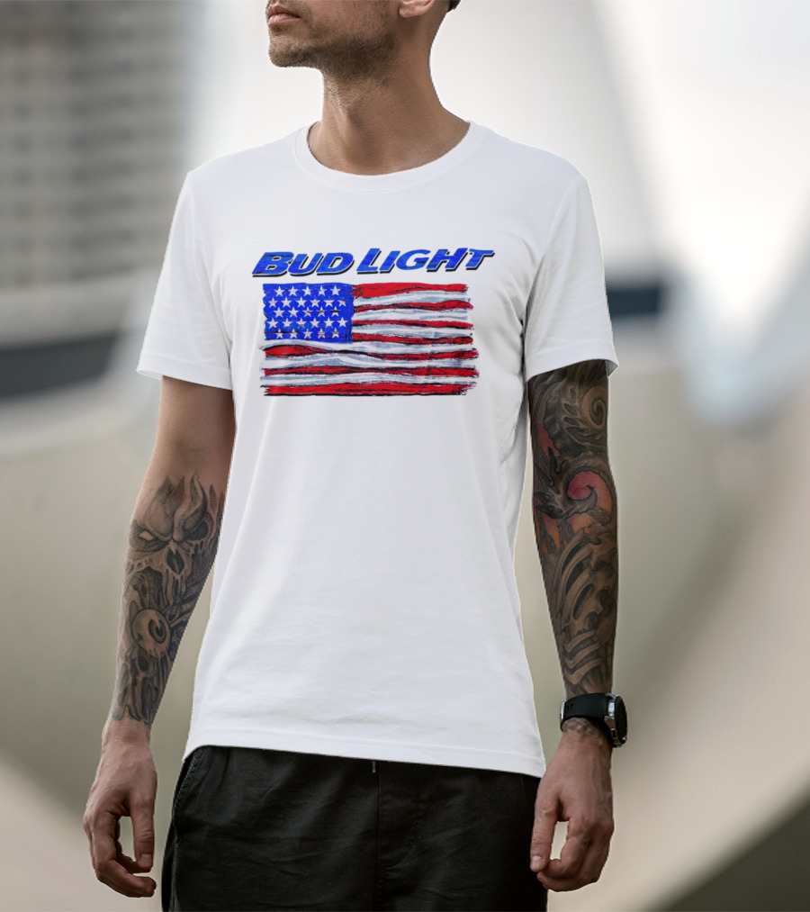 Bud Light American Flag Stars And Stripes Patriotic T-Shirt