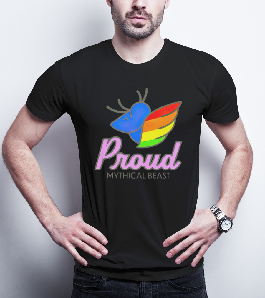 Proud Mythical Beast Rainbow Antler Wing T-Shirt