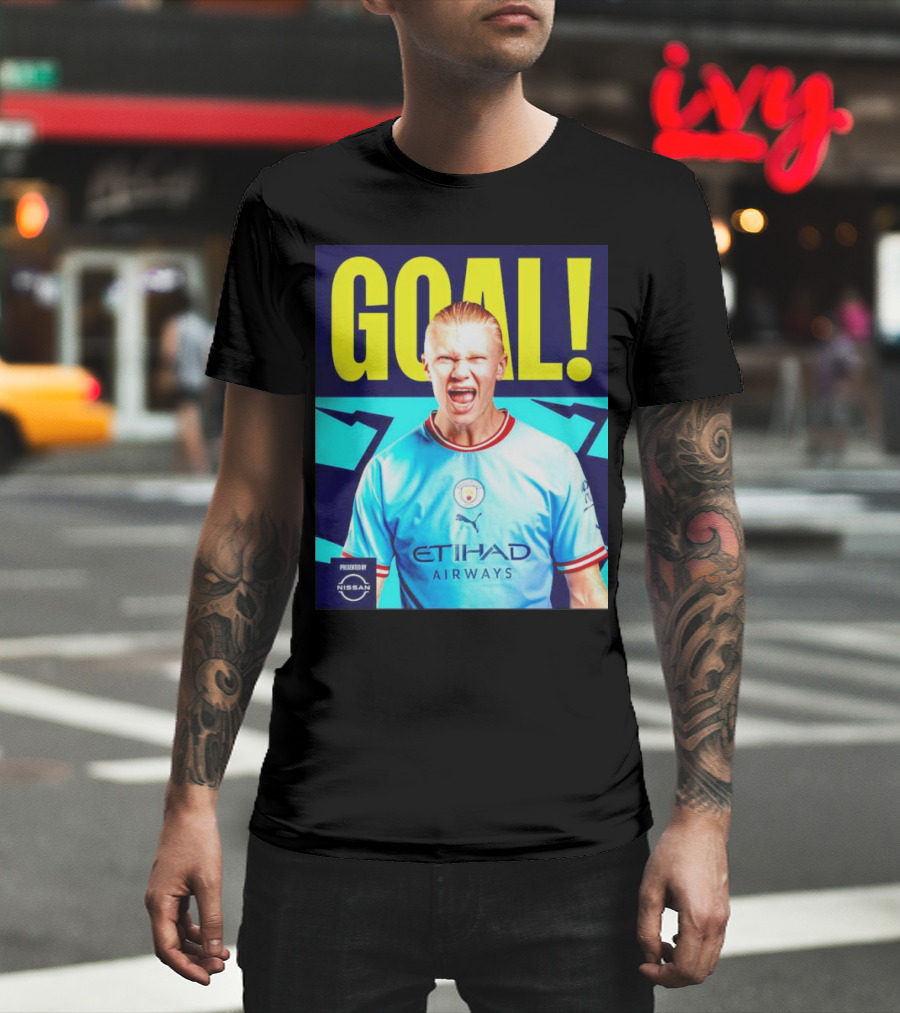 GOAL Erling Haaland Manchester City Etihad Airways Presented By Nissan T-Shirt