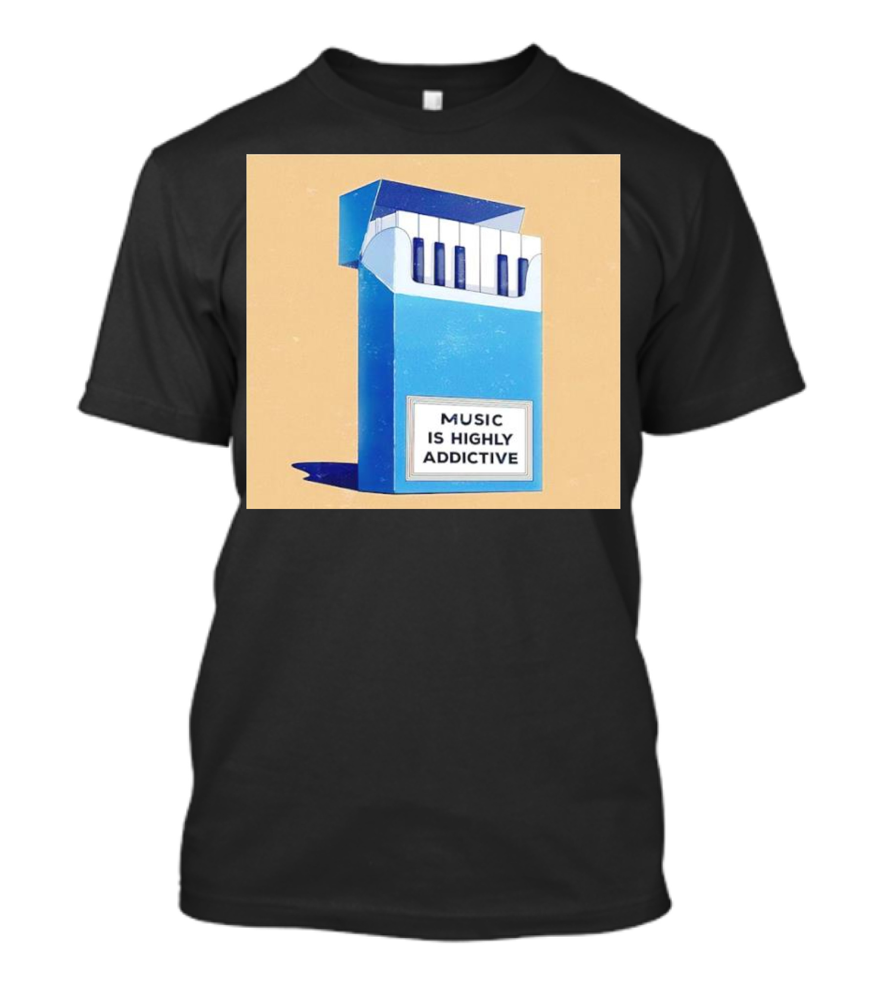Music Is Highly Addictive Piano Cigarette Pack Visual T-Shirt