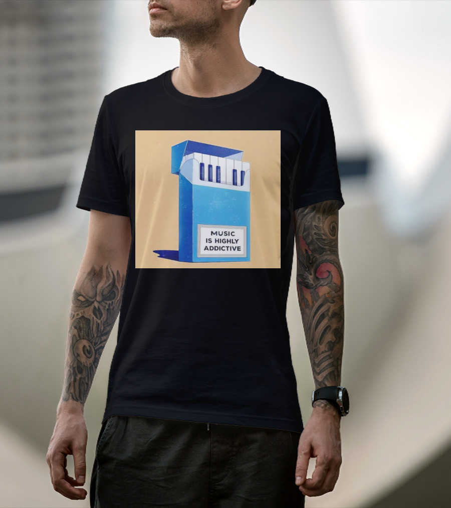 Music Is Highly Addictive Piano Cigarette Pack Visual T-Shirt