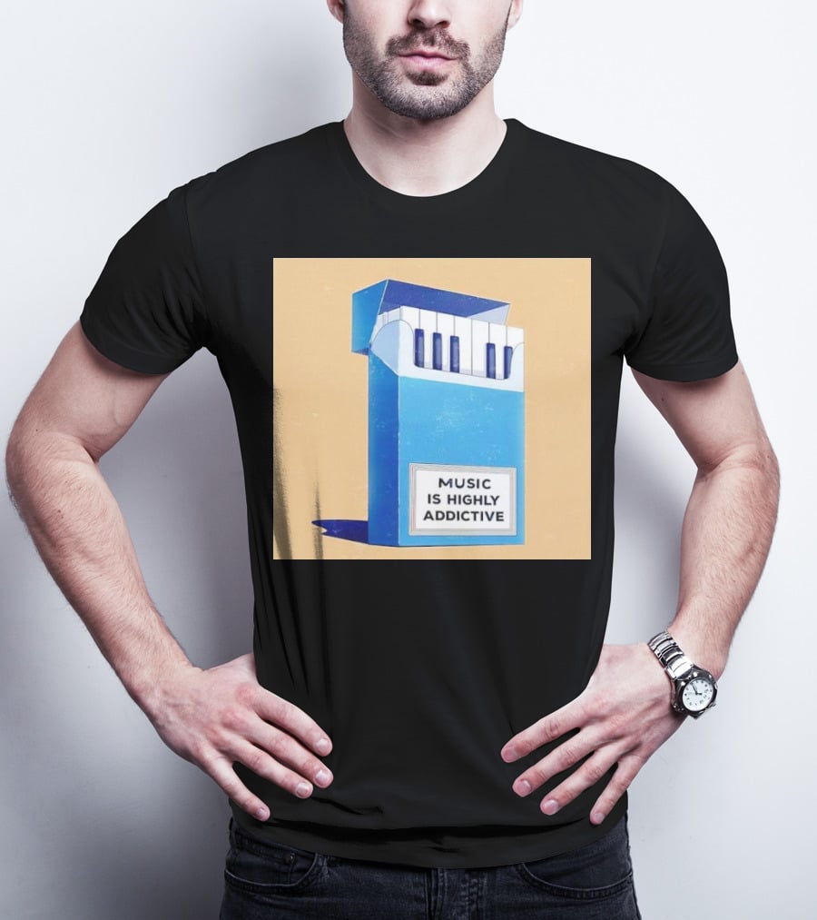 Music Is Highly Addictive Piano Cigarette Pack Visual T-Shirt