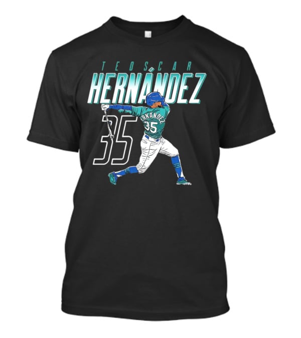 Teoscar Hernández Mariners 35 Swinging Action T-Shirt