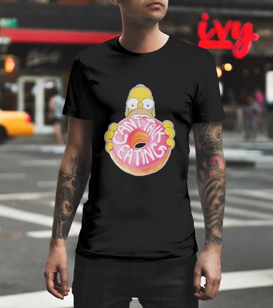 The Simpsons Homer Can't Talk Eating Donut T-Shirt