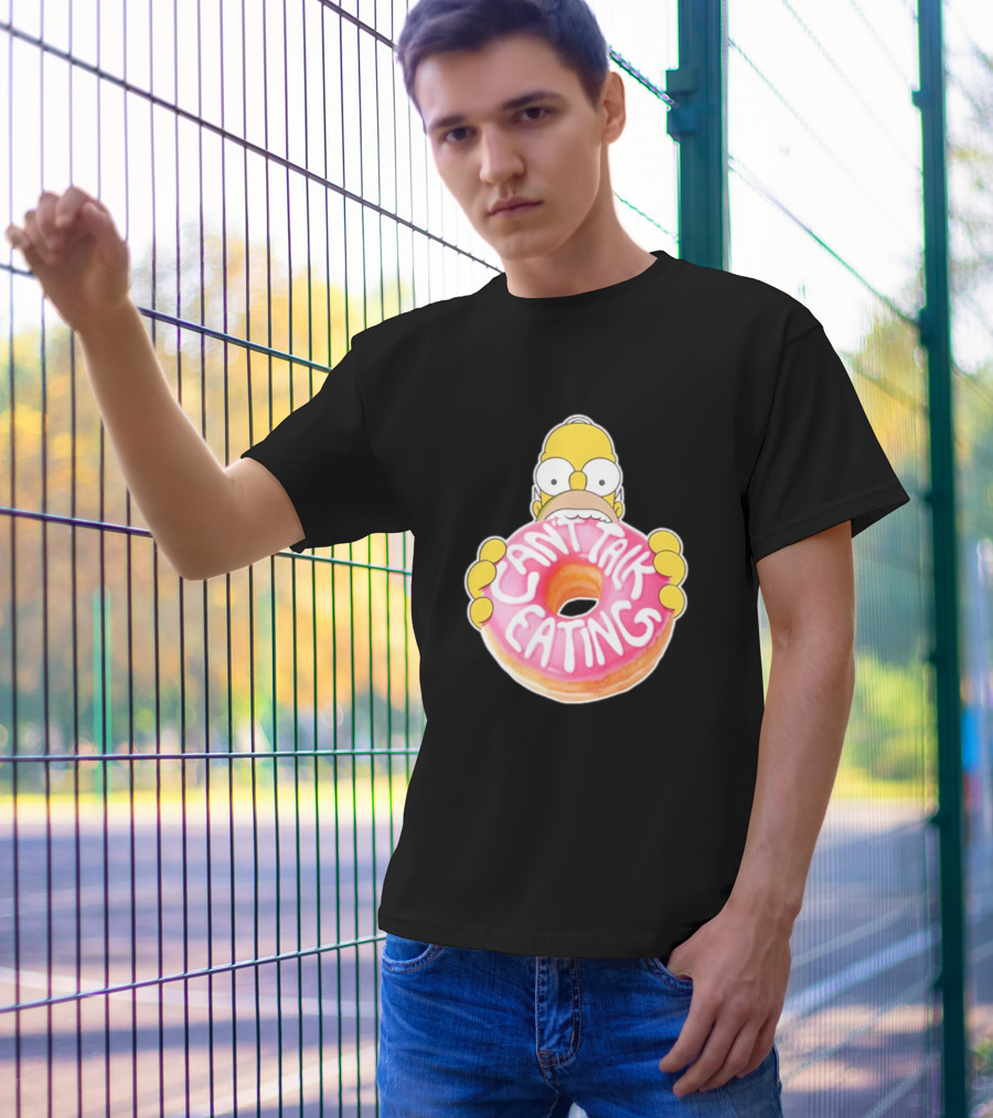 The Simpsons Homer Can't Talk Eating Donut T-Shirt