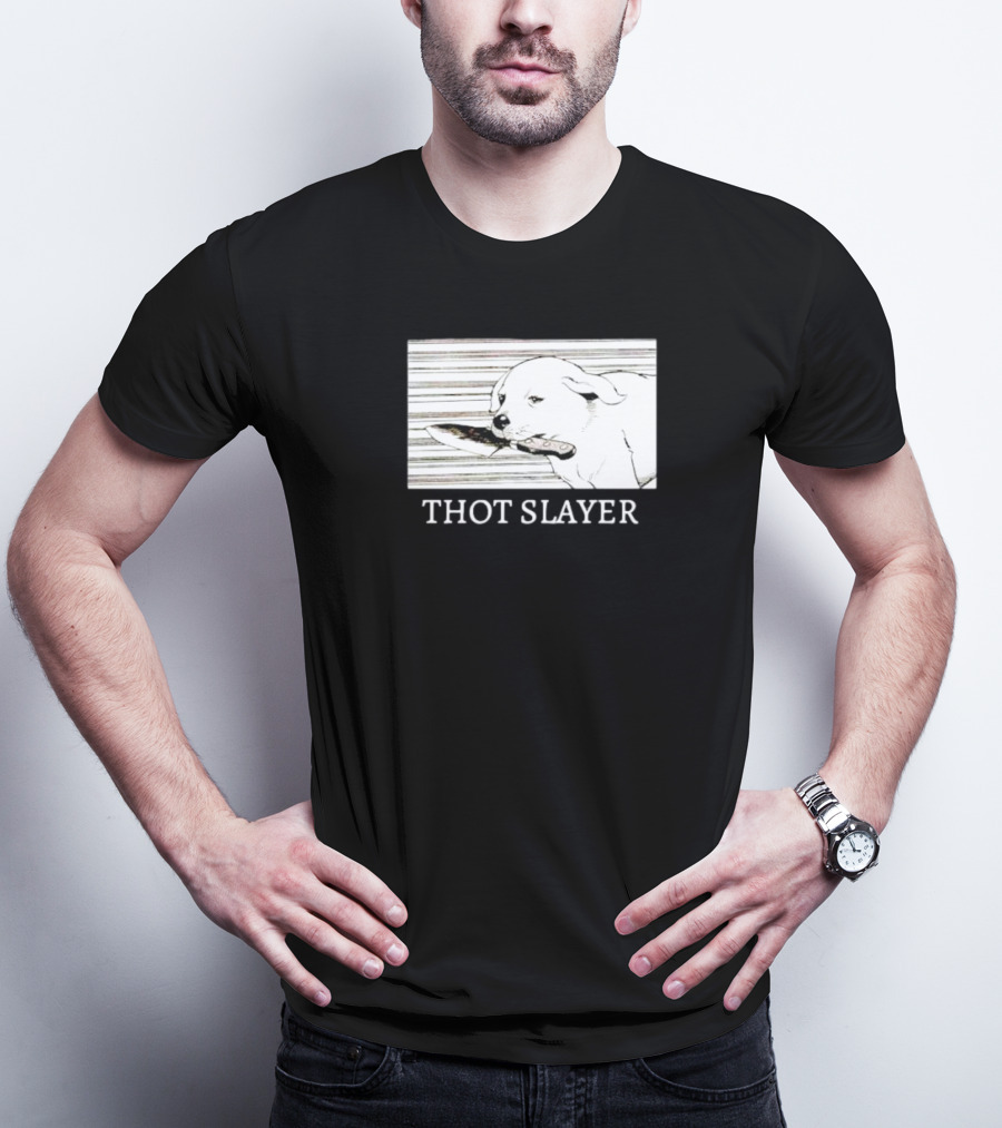 Thot Slayer Dog With Knife T-Shirt