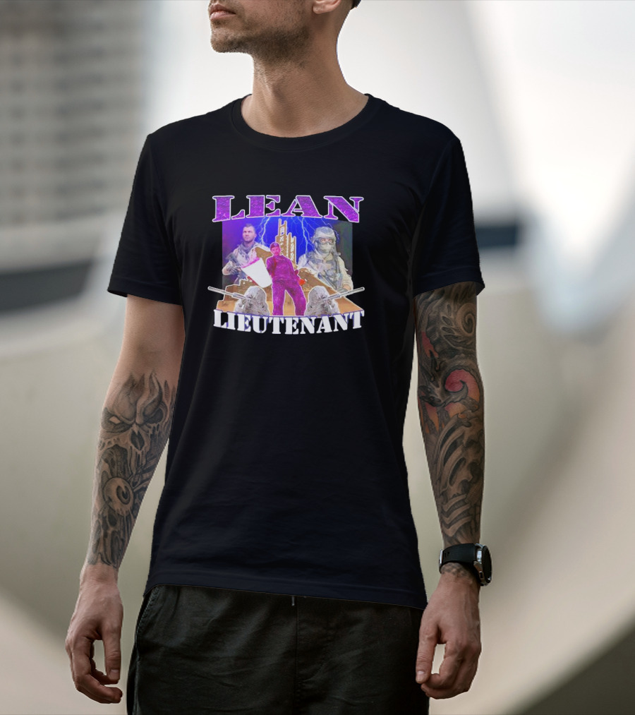 LEAN LIEUTENANT Soldiers With Lightning Background T-Shirt