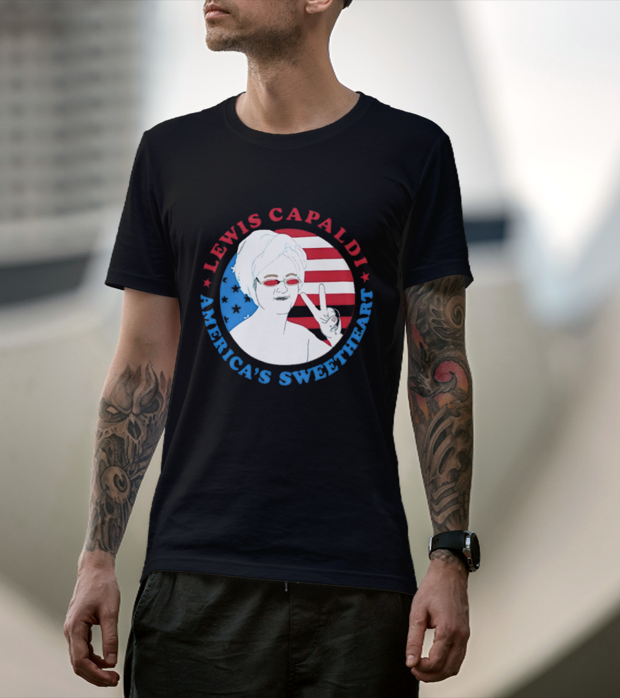 Lewis Capaldi America’s Sweetheart Peace Sign And Flag T-Shirt