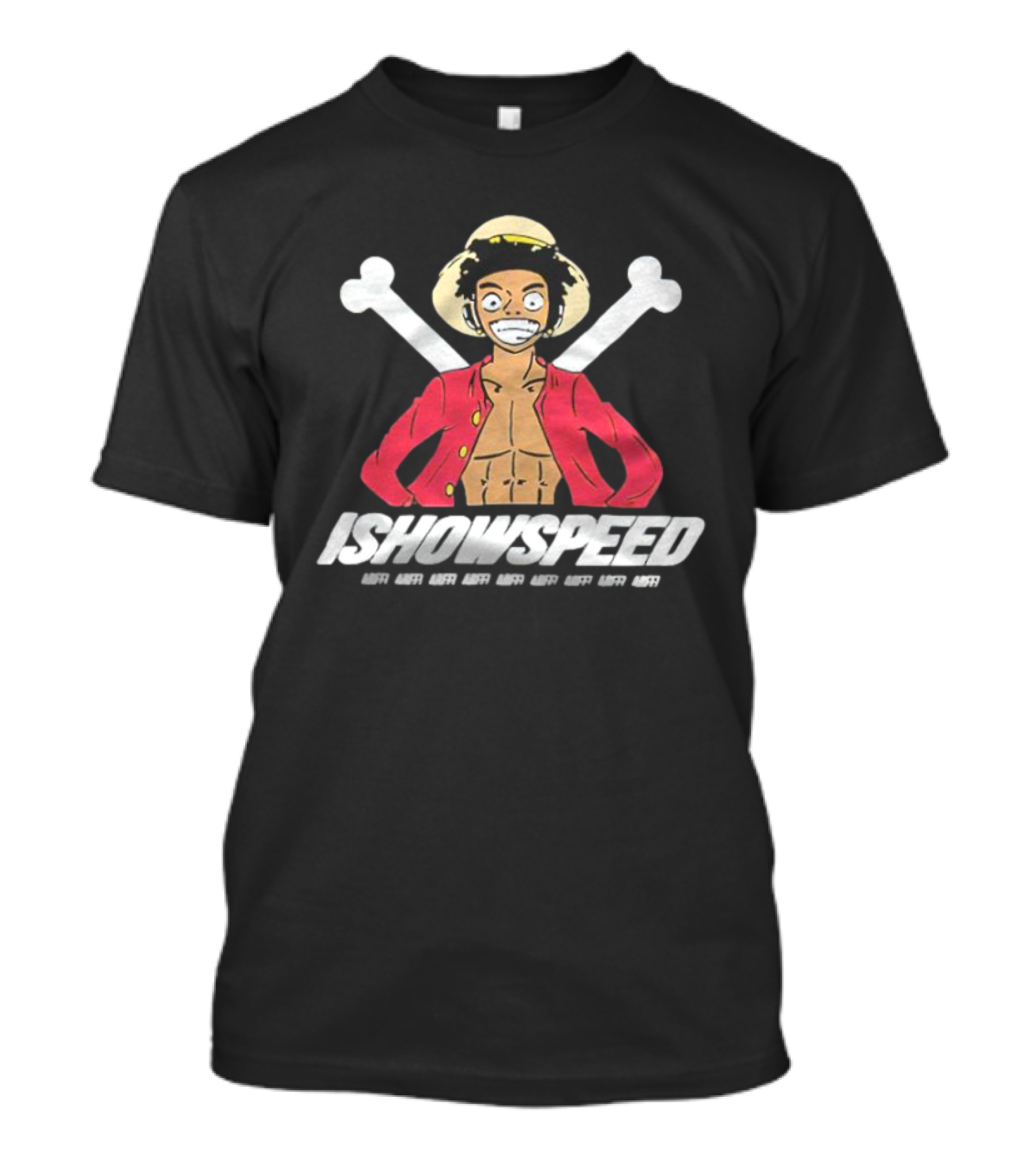 Luffy Ishowspeed Crossbones Red Jacket Hat T-Shirt