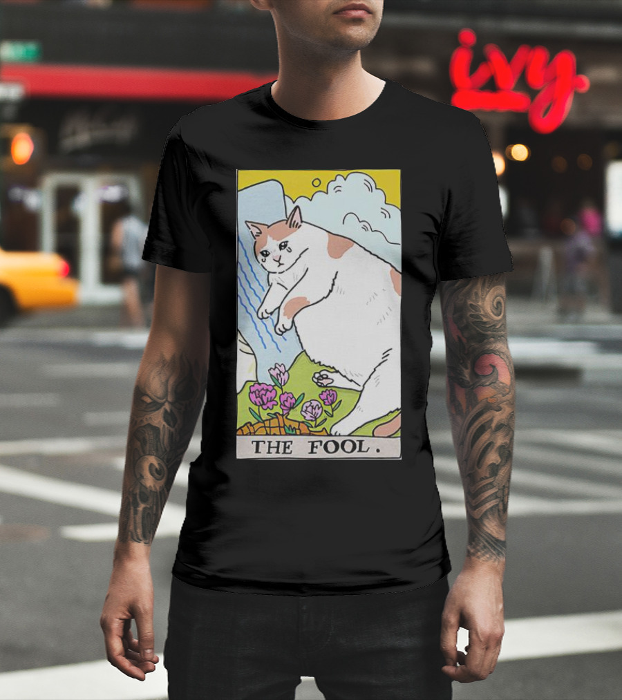 Sad Cat The Fool Tarot Card Cute Feline T-Shirt