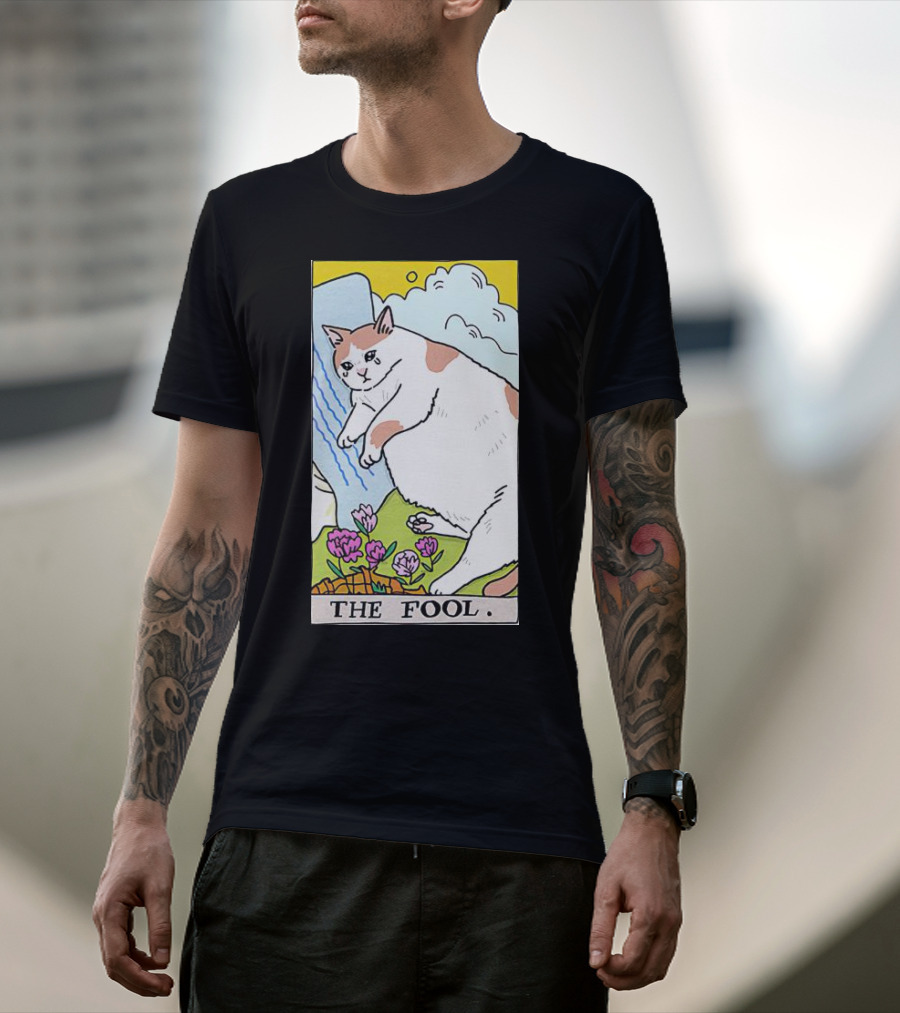 Sad Cat The Fool Tarot Card Cute Feline T-Shirt