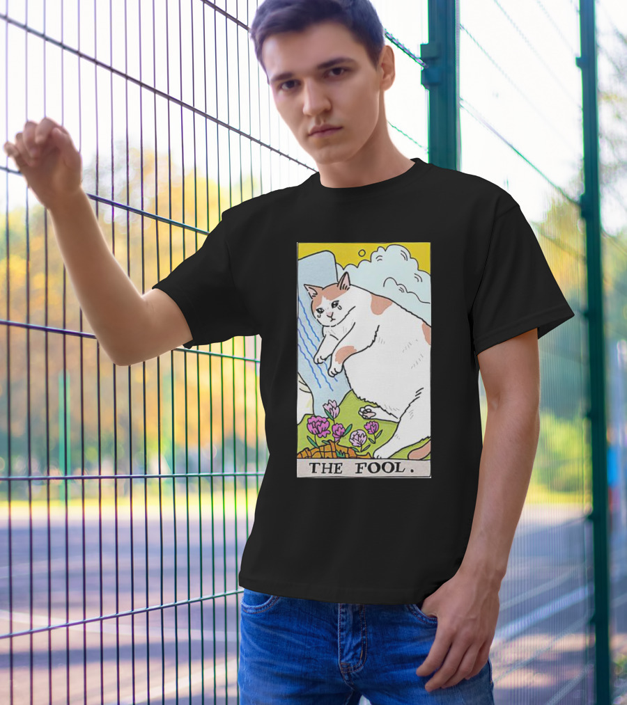 Sad Cat The Fool Tarot Card Cute Feline T-Shirt