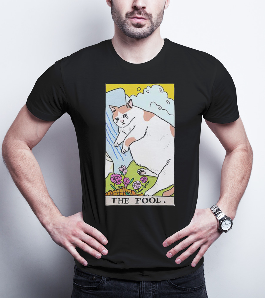 Sad Cat The Fool Tarot Card Cute Feline T-Shirt