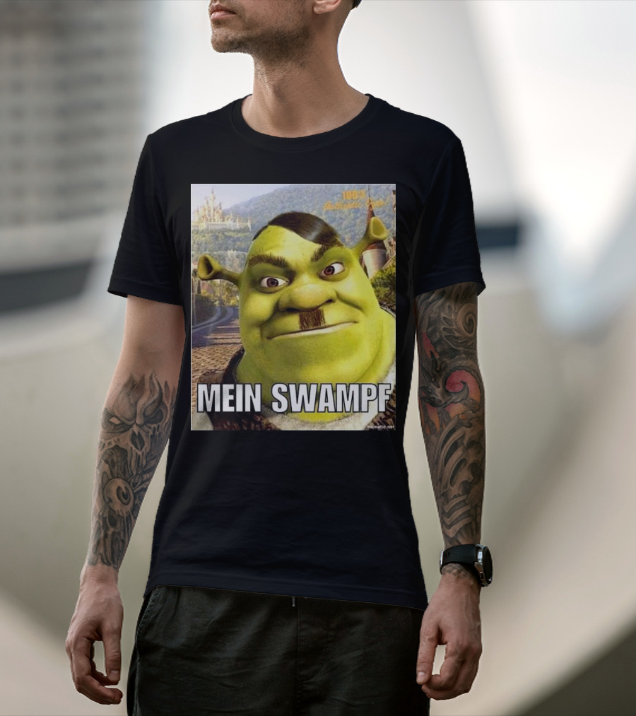 Shrek Mein Swampf Mematic Pixel Art Castle Background T-Shirt