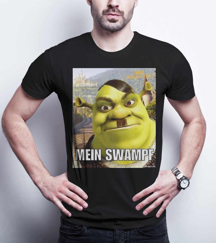 Shrek Mein Swampf Mematic Pixel Art Castle Background T-Shirt