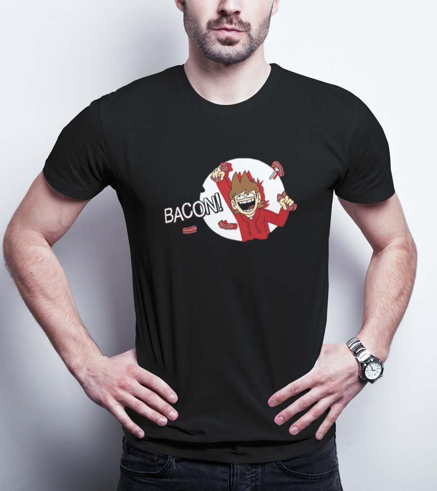 Tord Enthusiastic Bacon Celebration Cartoon T-Shirt