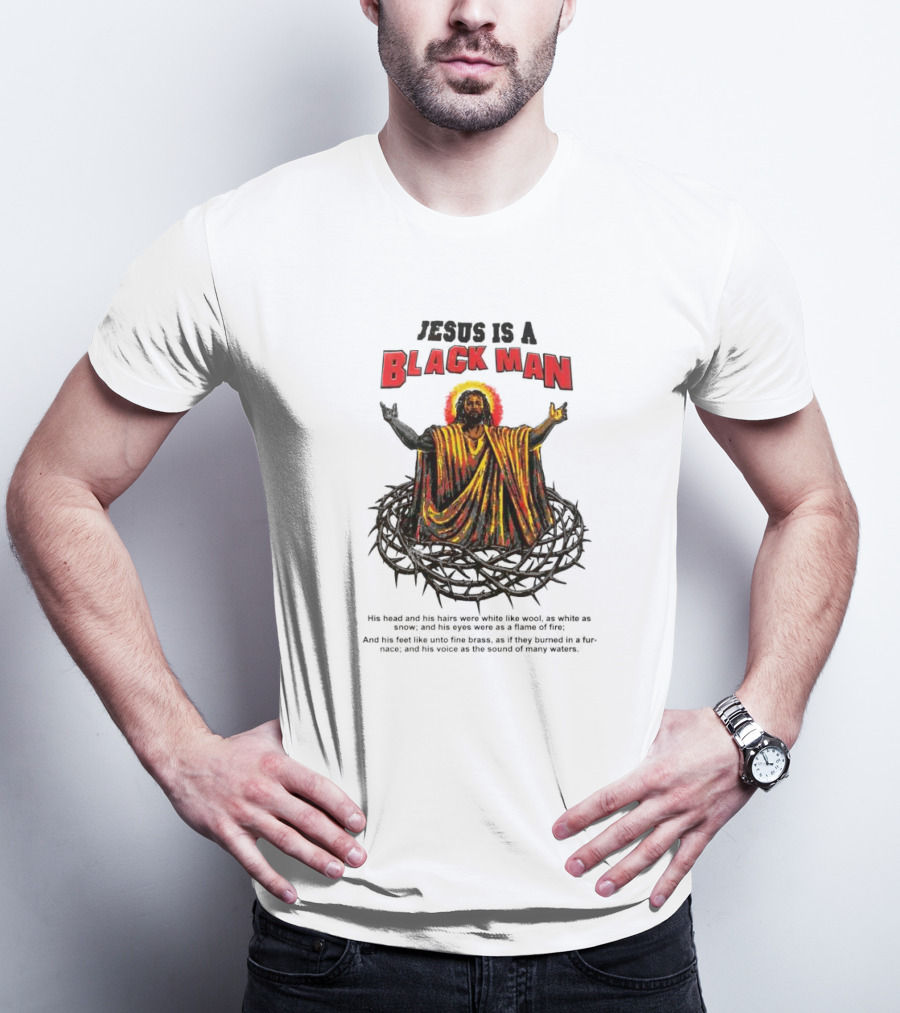 Jesus Is A Black Man Surrounded By Crown Of Thorns With Revelations Reference T-Shirt