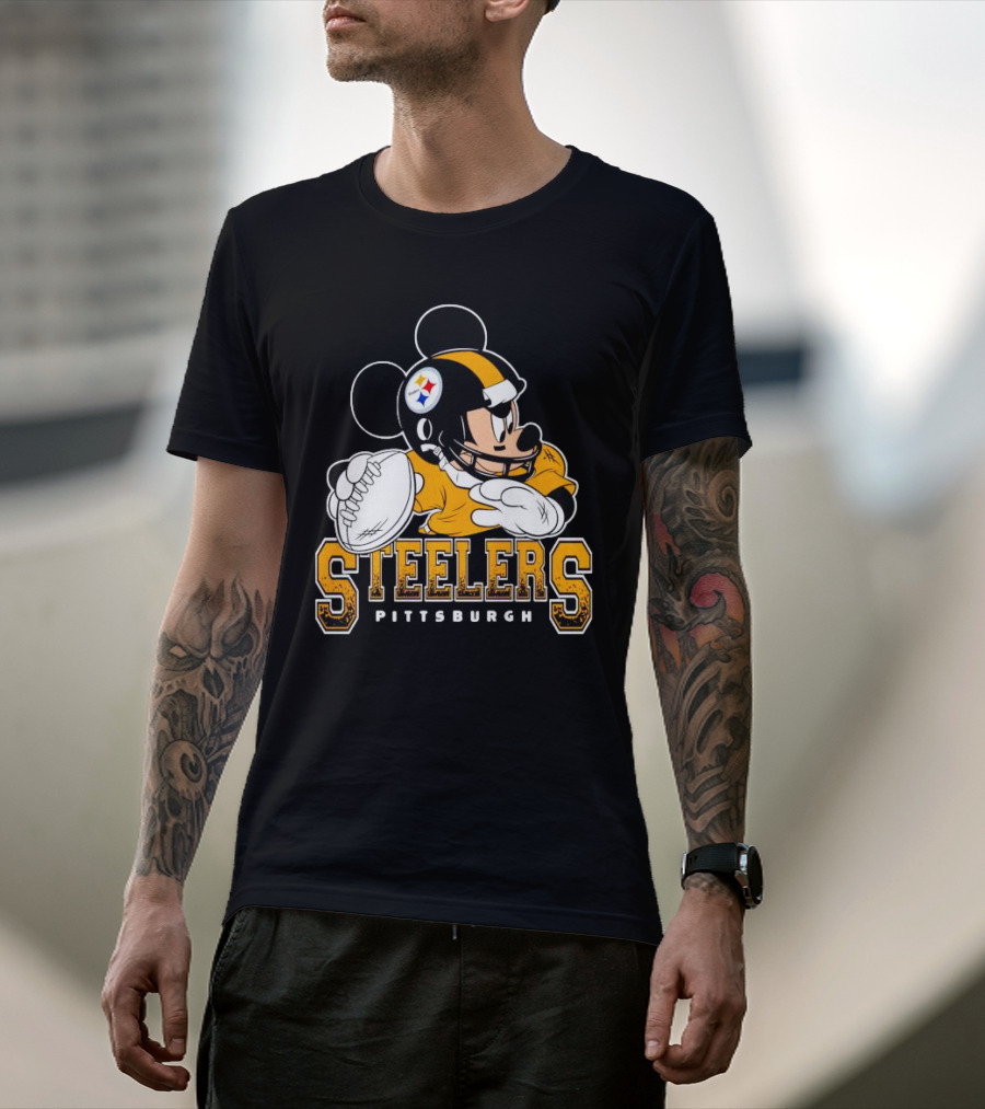 Pittsburgh Steelers Mickey Mouse NFL Football Quarterback T-Shirt
