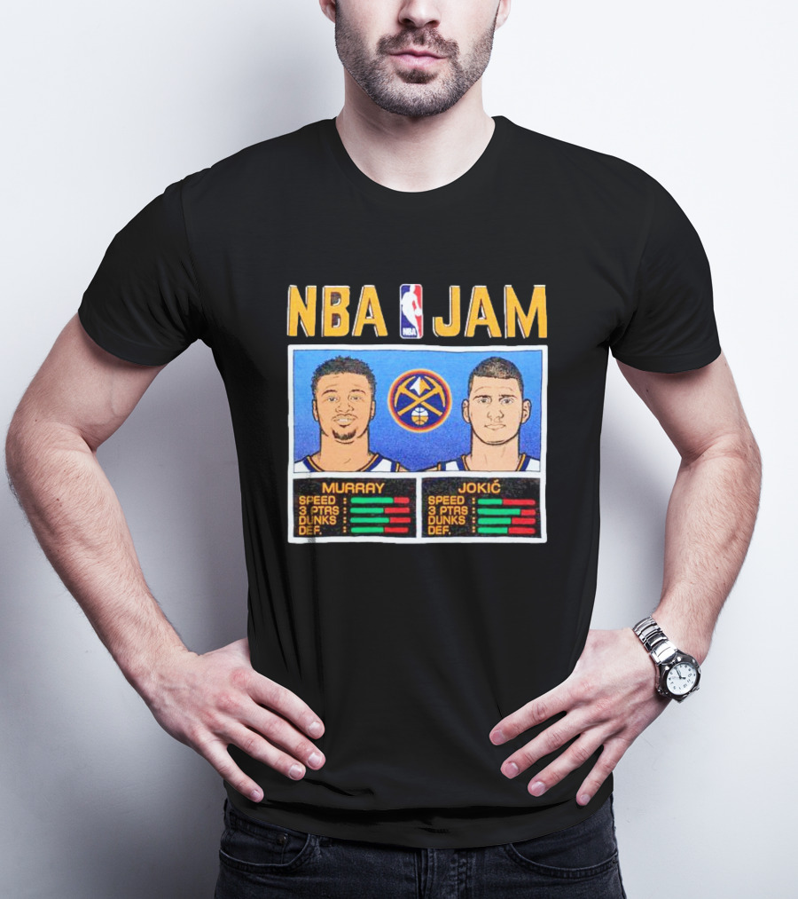 NBA Jam Denver Nuggets Jamal Murray Nikola Jokić Stats T-Shirt