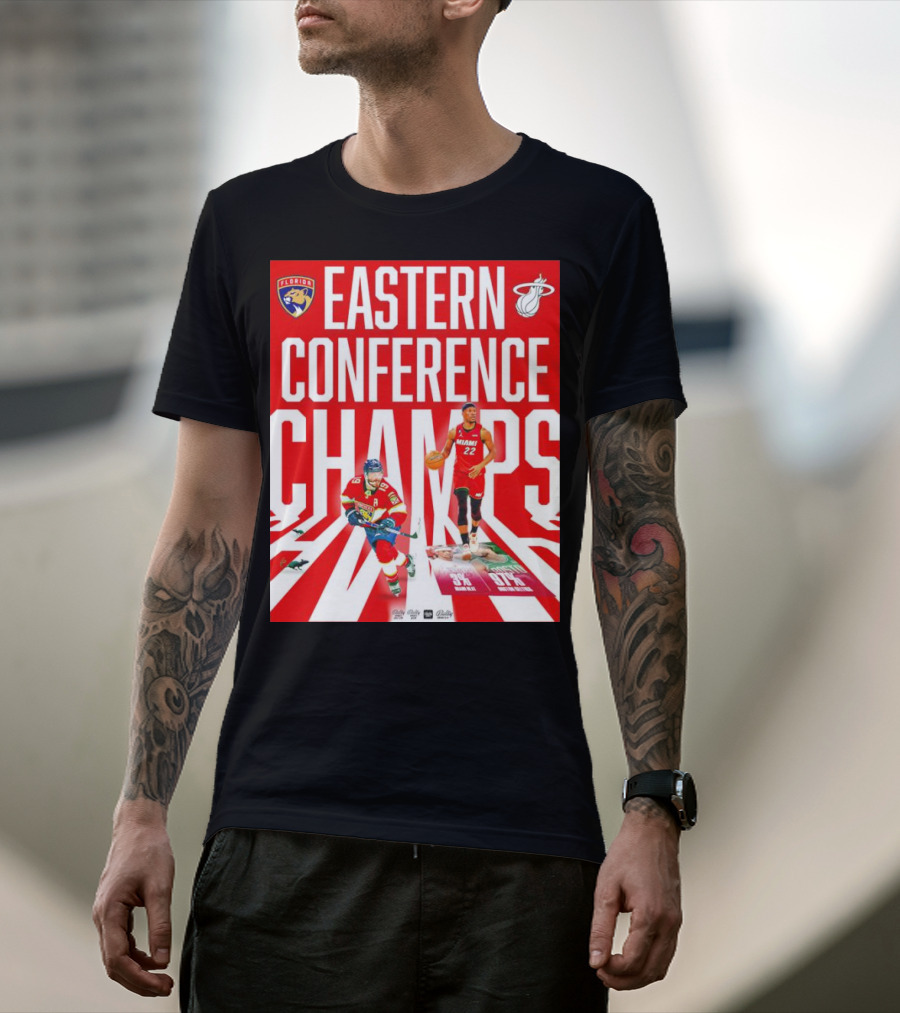 Florida Panthers And Miami Heat Eastern Conference Champs 91 Percent Win Rate T-Shirt