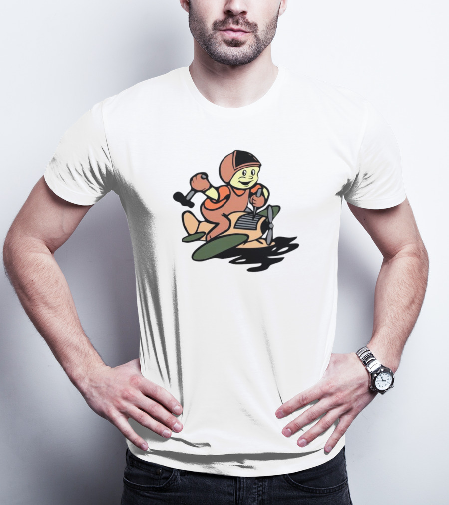 Throw Back Frog Fixonauts Retro Pilot Frog Airplane T-Shirt