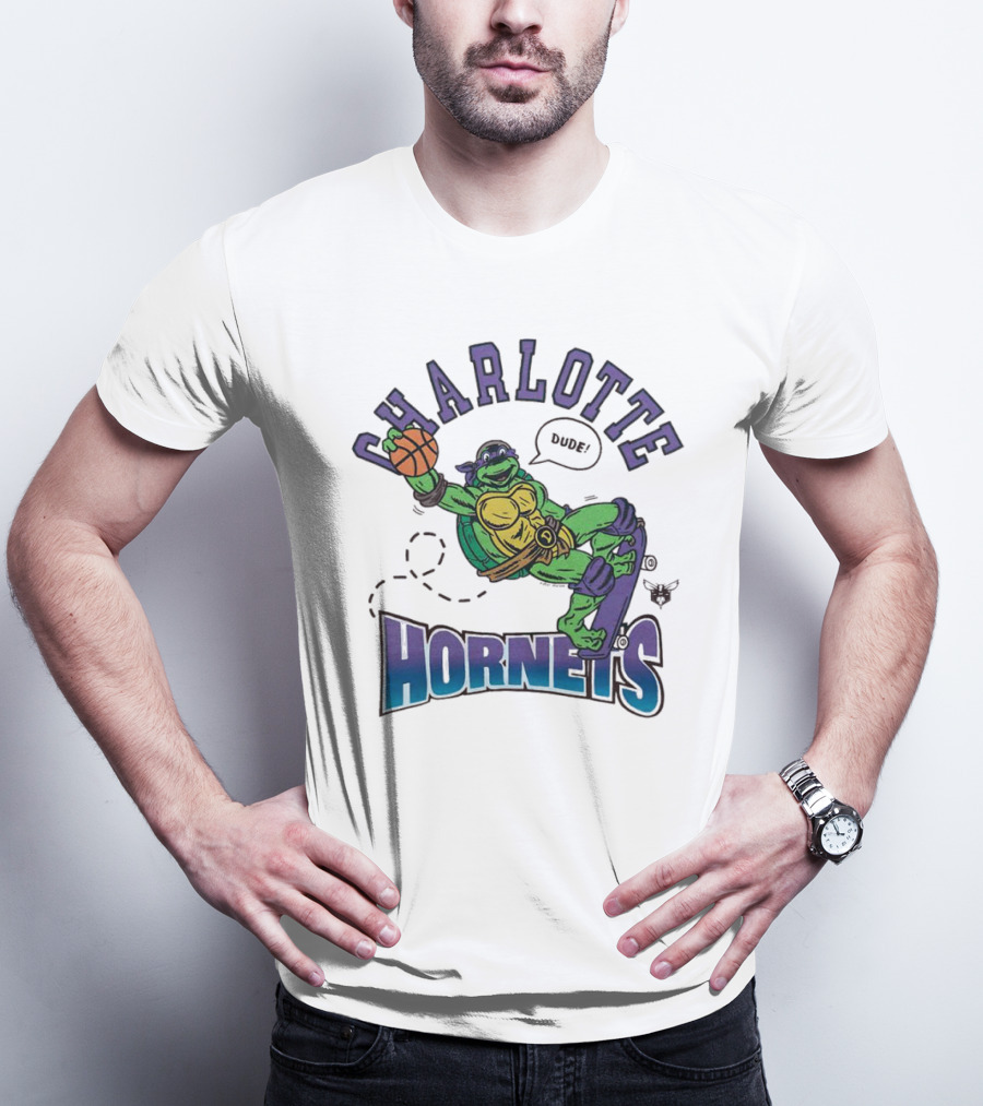 Charlotte Hornets Donatello Basketball Skateboard Dude T-Shirt
