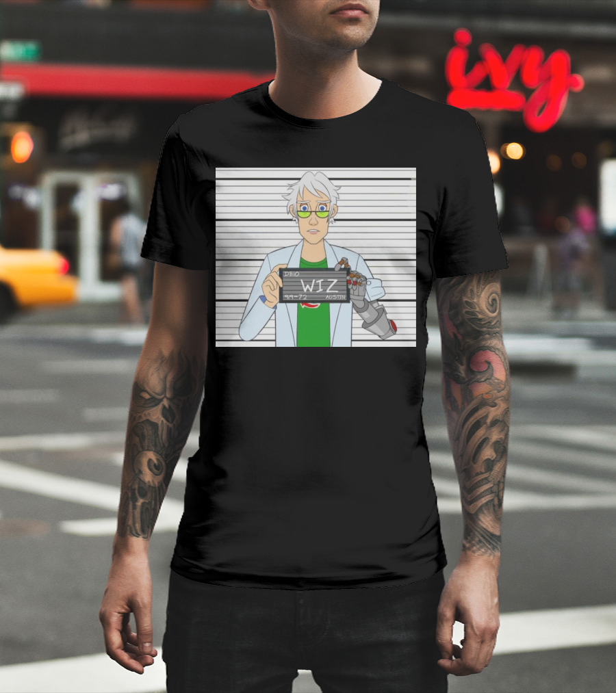 DB10 Wiz 919 72 Austin Scientist Character With Robotic Arm T-Shirt