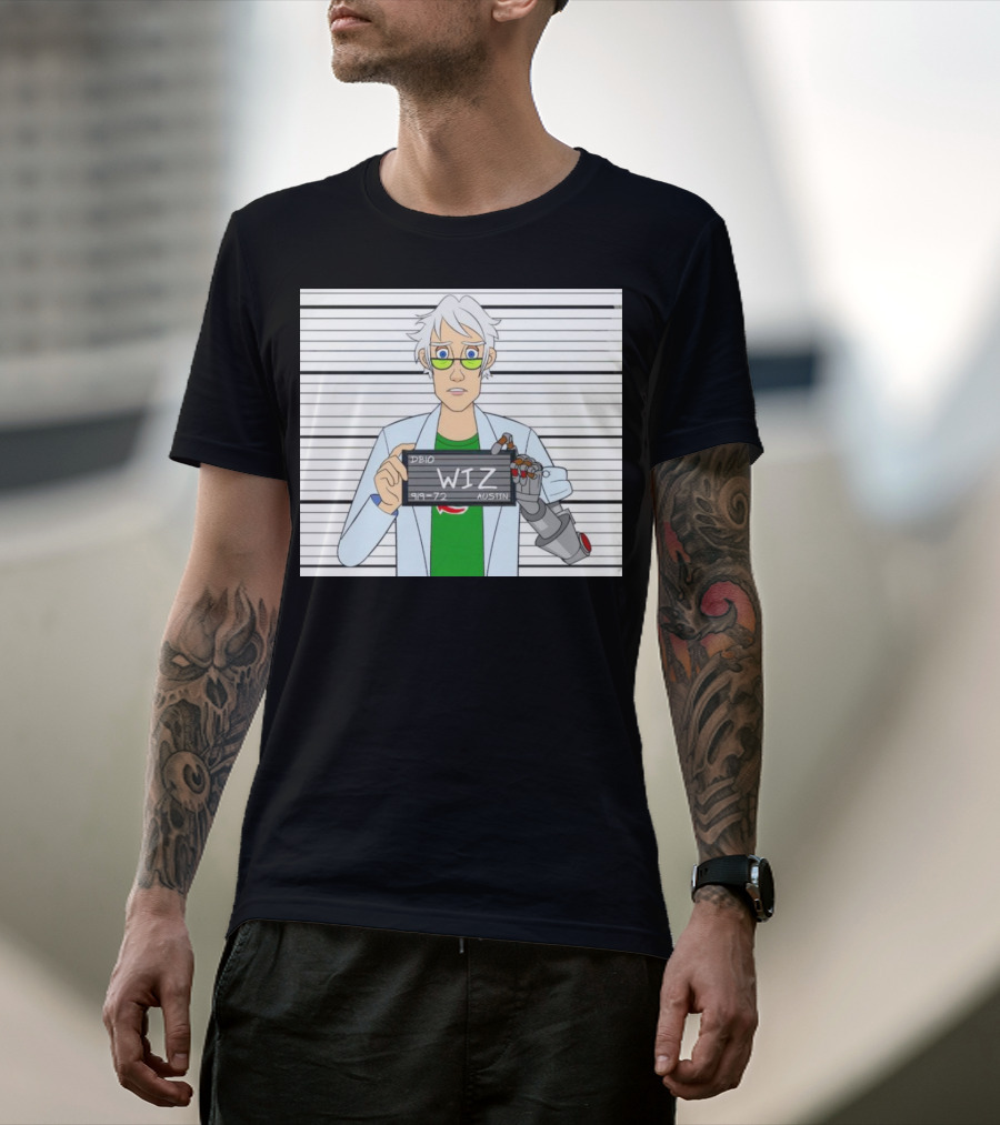 DB10 Wiz 919 72 Austin Scientist Character With Robotic Arm T-Shirt