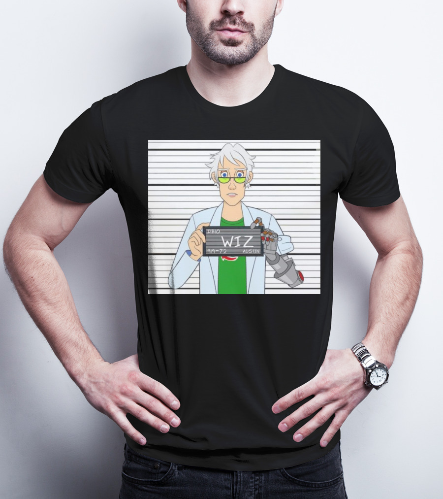 DB10 Wiz 919 72 Austin Scientist Character With Robotic Arm T-Shirt