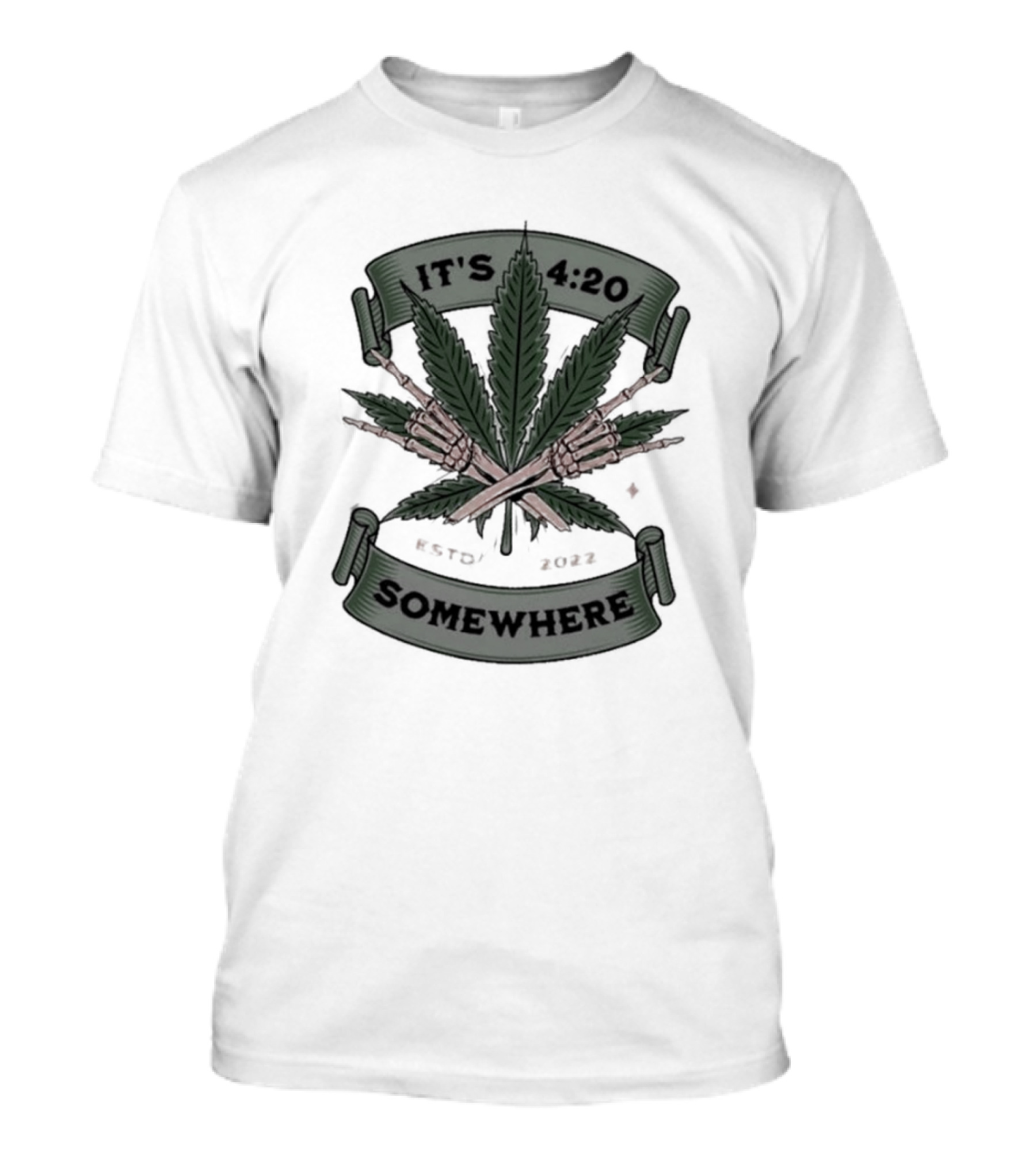 IT'S 4:20 SOMEWHERE WEED LEAVES CROSSED JOINTS T-Shirt
