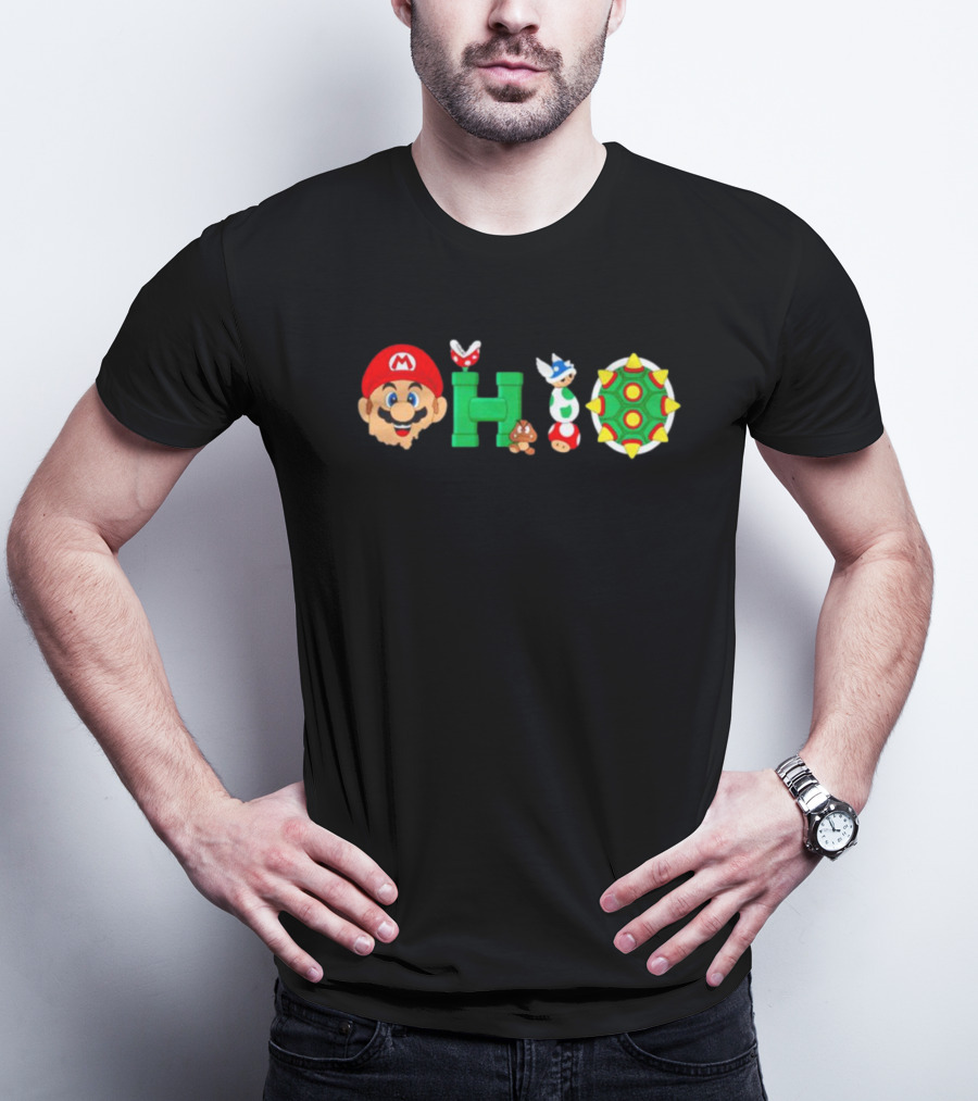 Ohio Super Mario Characters Goomba Bowser Pipe Piranha Plant Spiny Shell T-Shirt