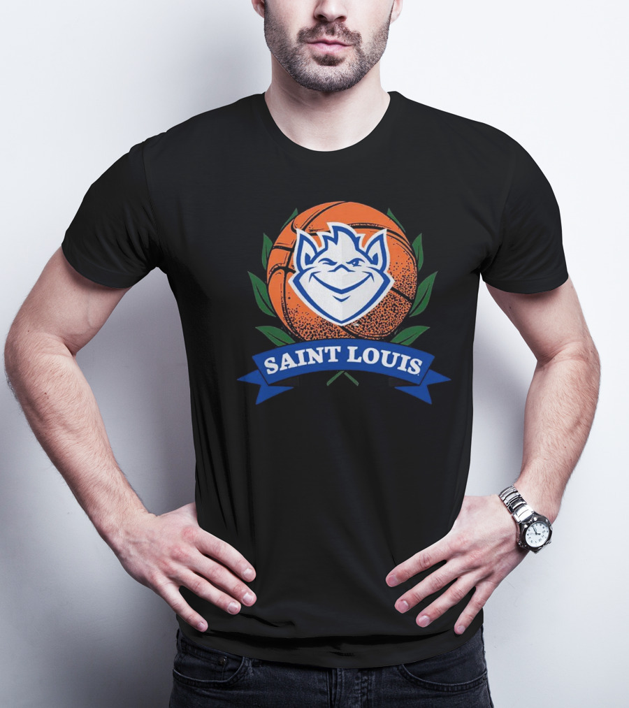 Saint Louis Billikens Basketball Emblem With Iconic Mascot And Orange Basketball T-Shirt