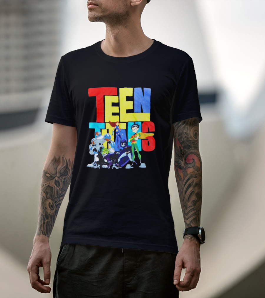 Teen Titans Cartoon Characters Group Pose T-Shirt
