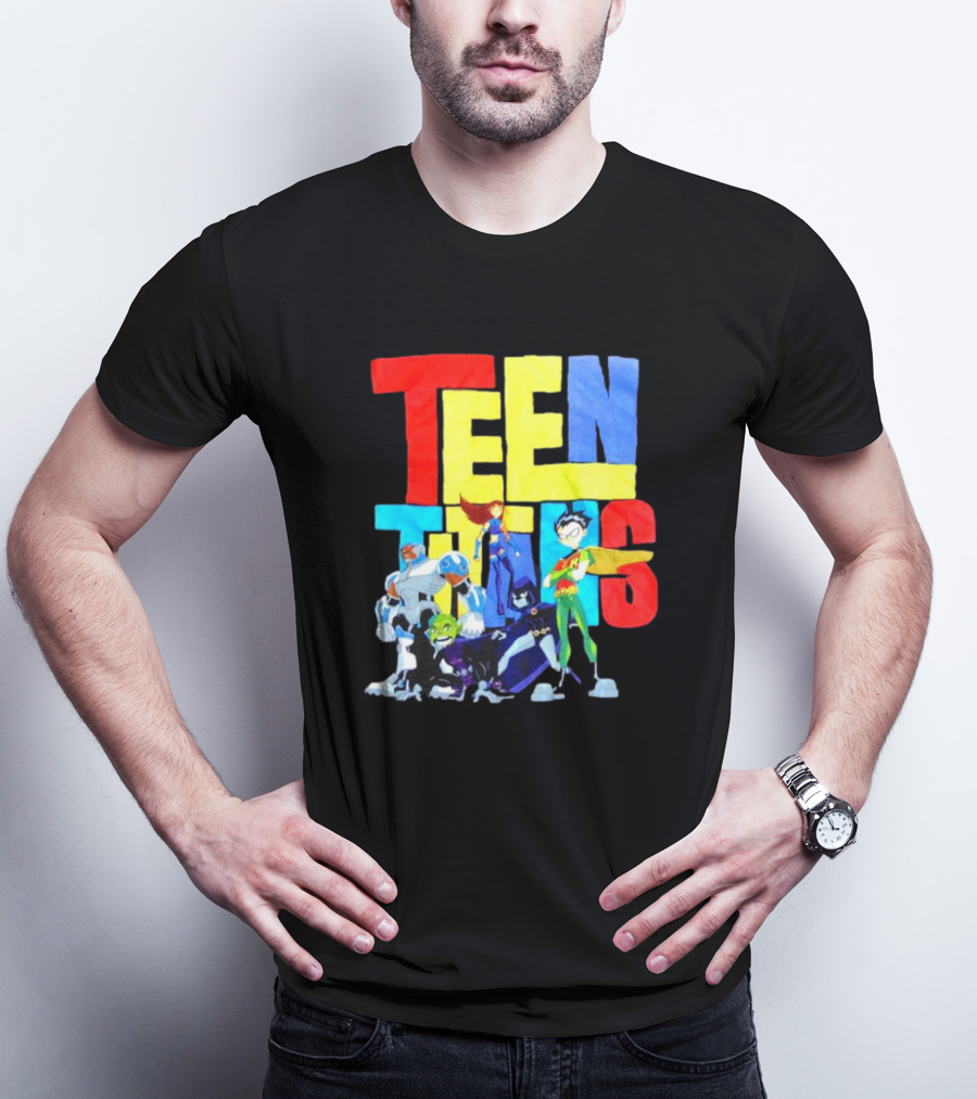 Teen Titans Cartoon Characters Group Pose T-Shirt