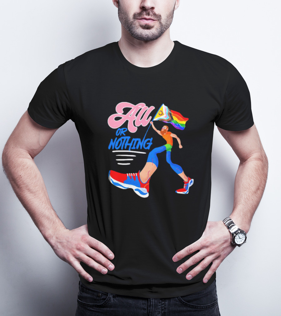 All Or Nothing Pride Flag Runner T-Shirt