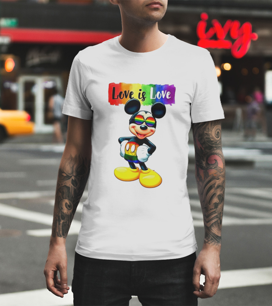 Mickey Mouse Love Is Love Rainbow Happy Pride T-Shirt