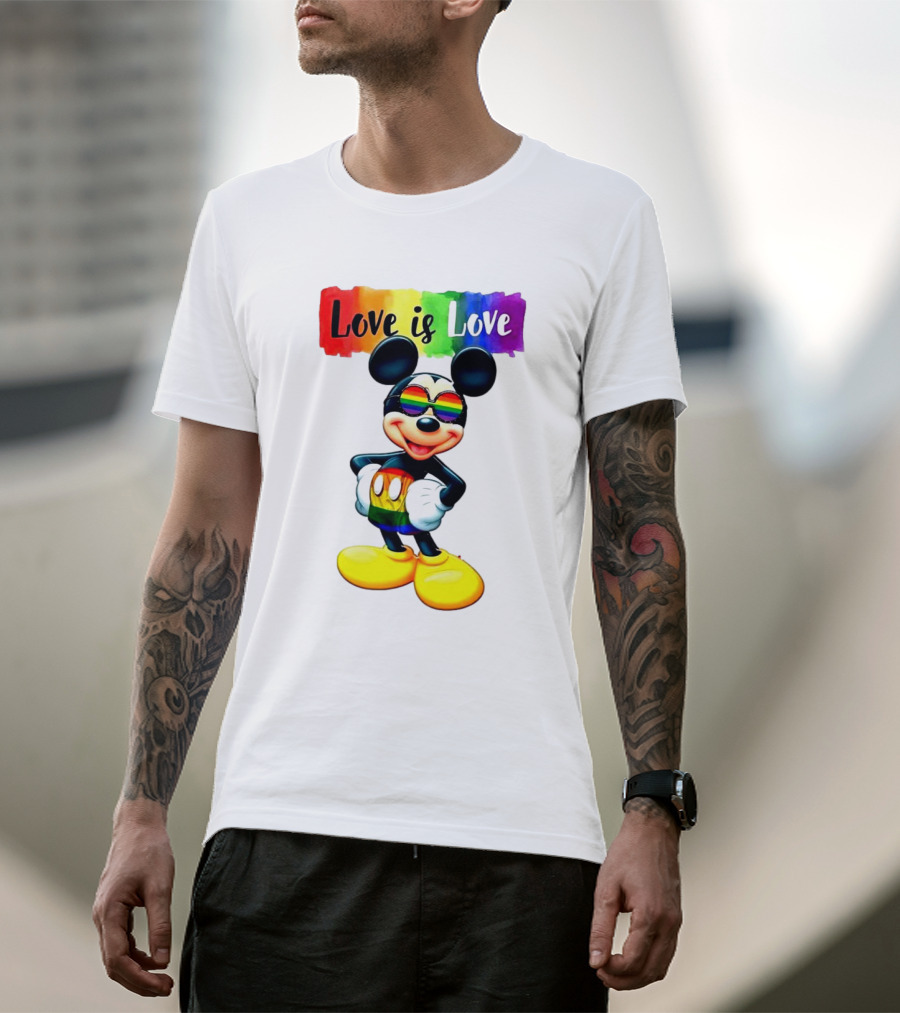 Mickey Mouse Love Is Love Rainbow Happy Pride T-Shirt